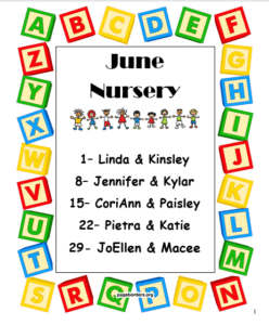 Nursery Volunteer Schedule – Stephenville Christian Reformed Church